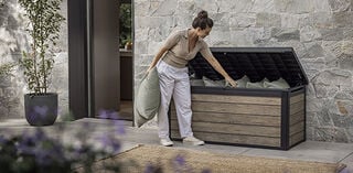 Signature Ashwood Brown 150 Gallon Storage Deck Box - Keter US