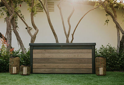 Signature Walnut Brown 150 Gallon Storage Deck Box - Keter US