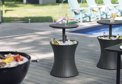 Pacific Rattan Brown 7.5 Gallon Cooler Table - Keter US