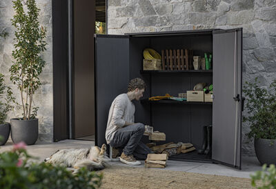 Keter Signature High Store Storage Cabinet - Ashwood Brown - Keter UK